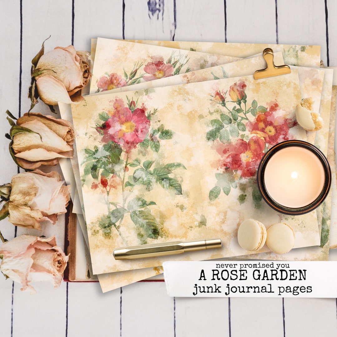 Rose Junk Journal Kit, Vintage Watercolour Flower Paper, Botanical ...