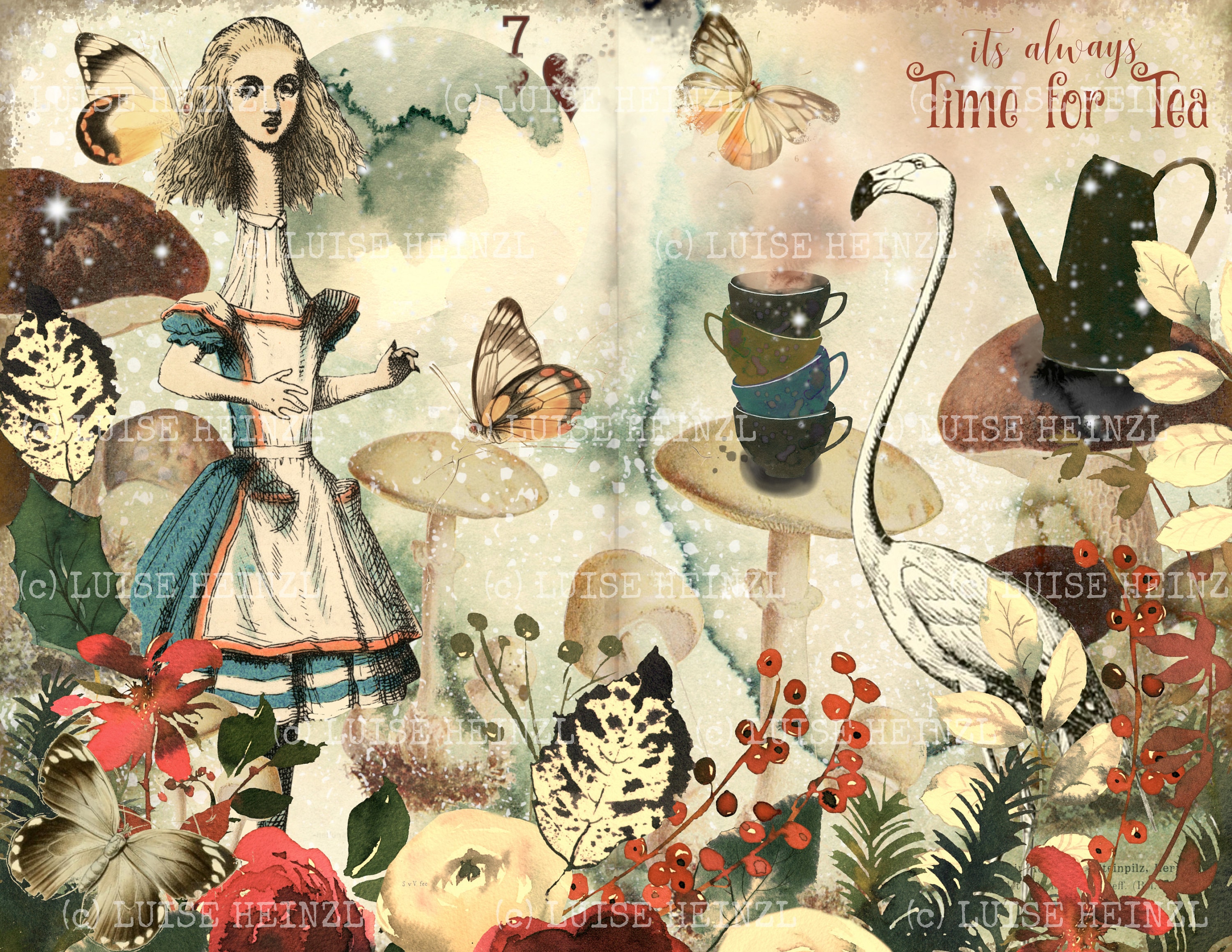 Alice in Wonderland Junk Journal Kit Christmas Edition, Digital ...