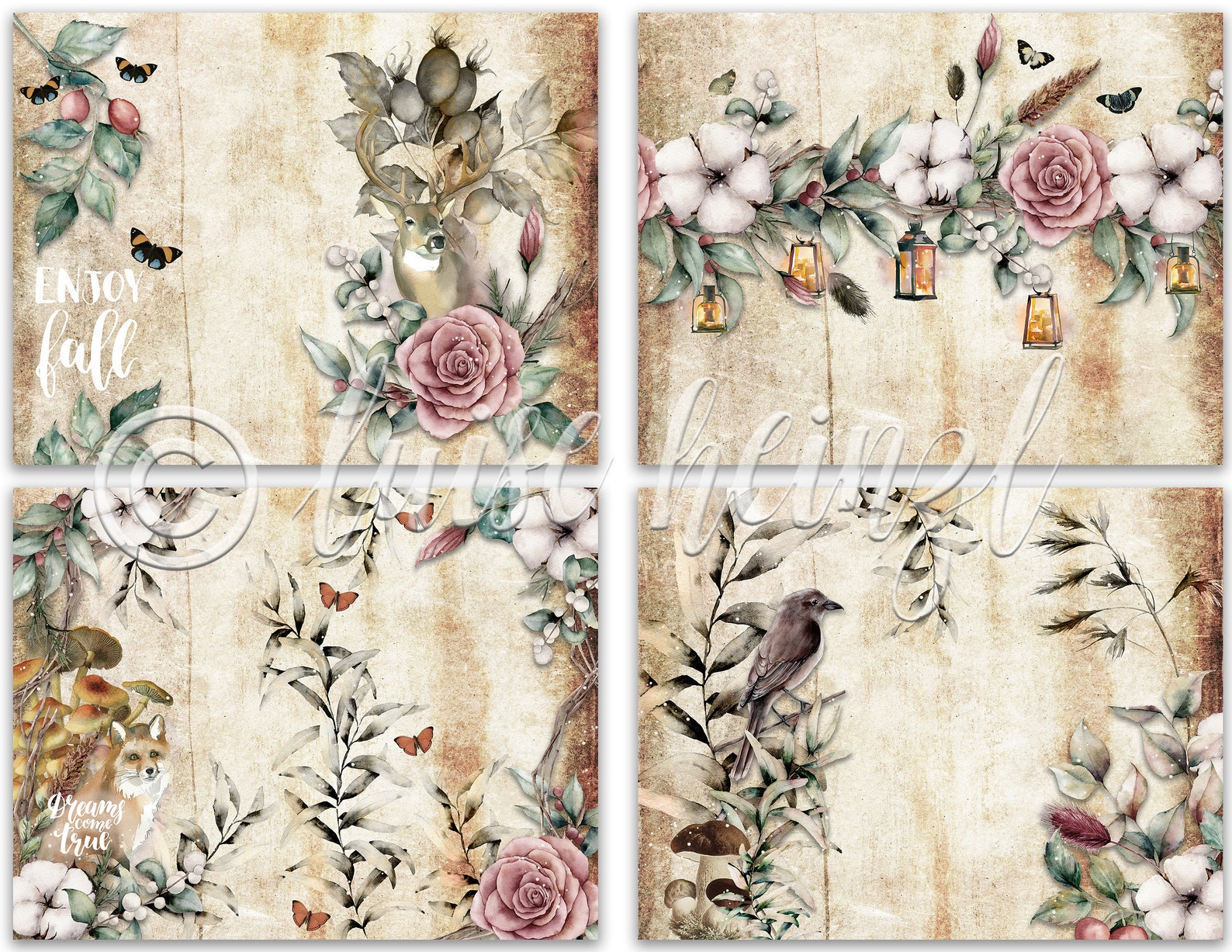 Vintage Mushrooms Fall Autumn Digital Printable Junk Journal | Etsy