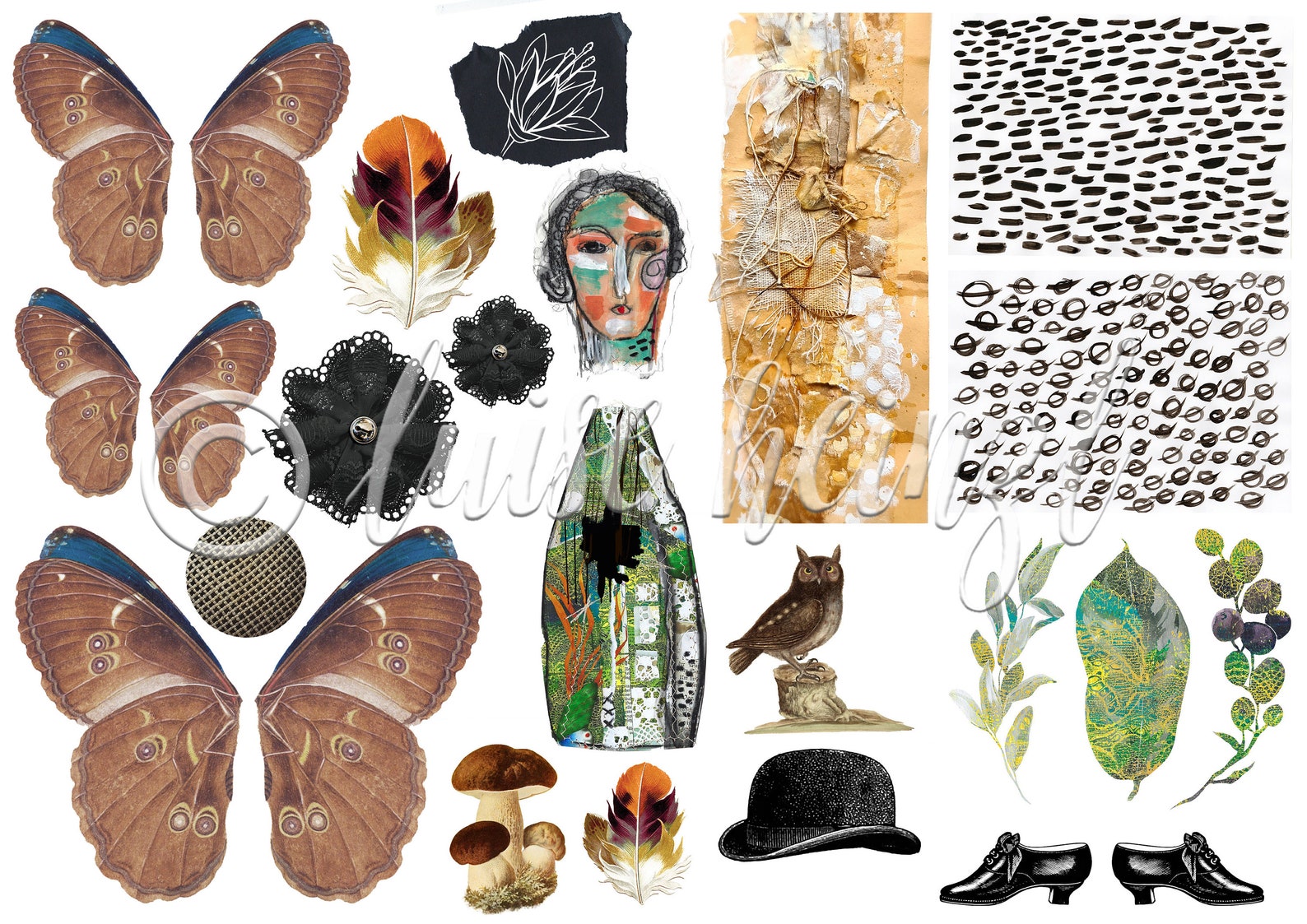 Paper Dolls ADAM Digital Printable Collage Sheets for Junk Journal ...