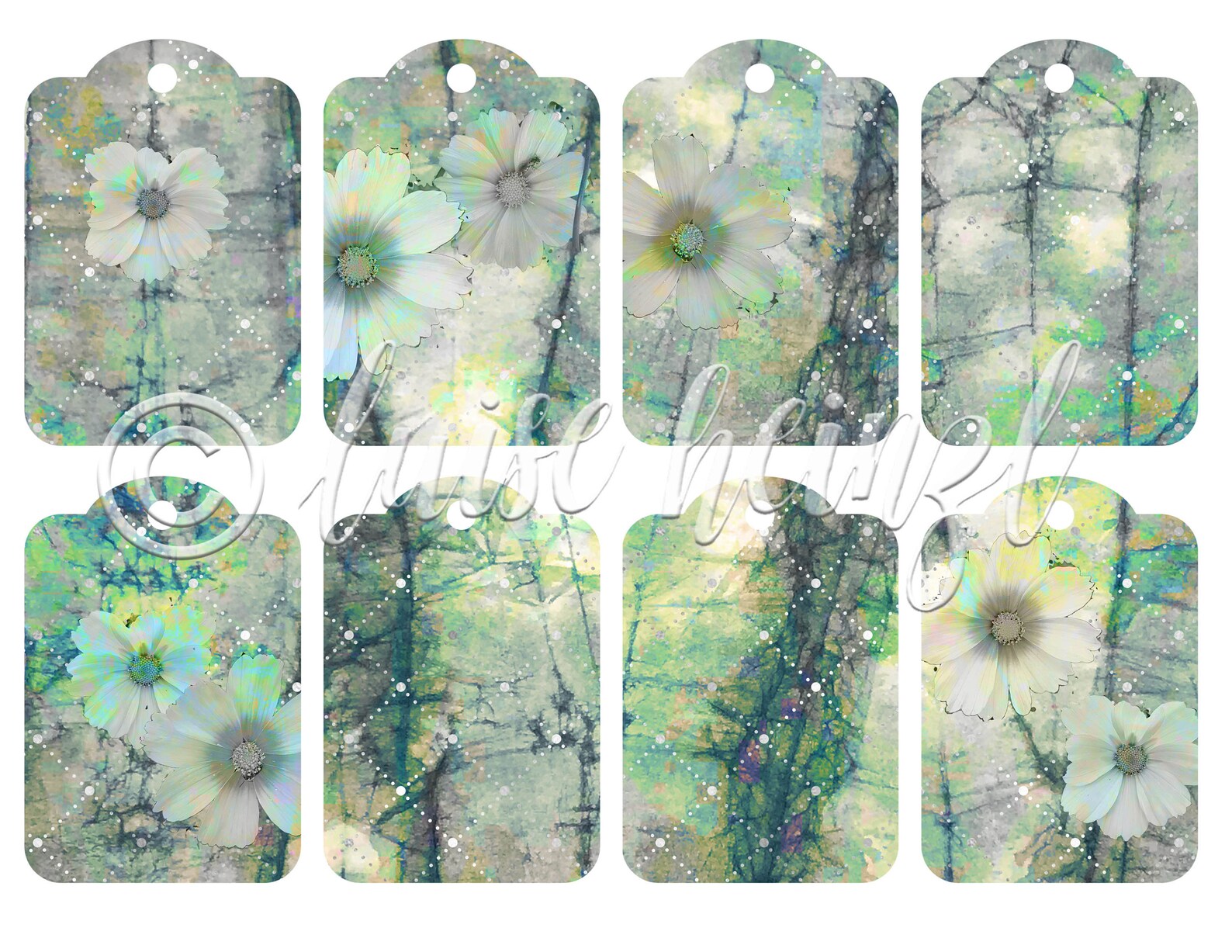 MIXED MEDIA Flower Tags Giant Tags Junk Journal Ephemera | Etsy