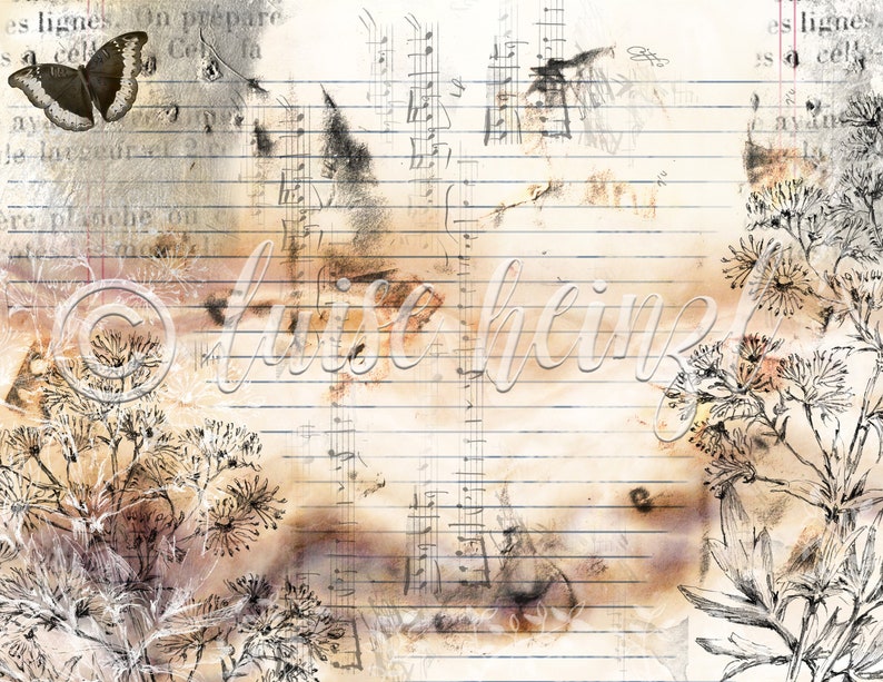 Junk Journal Lined Background Pages, Cute Woodland, Woodland Watercolor ...