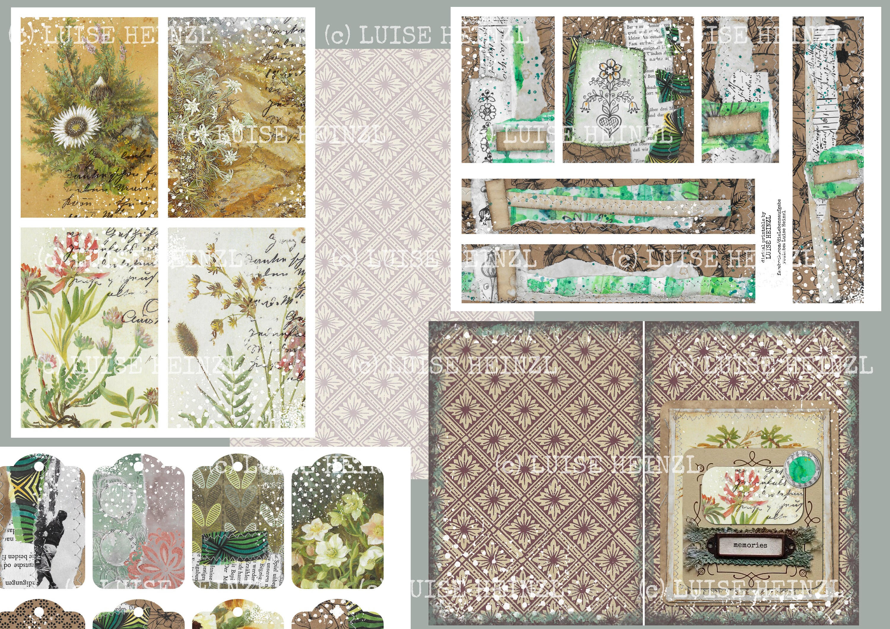 LOST GREEN SCRAPS Digital Printable Floral Junk Journal | Etsy