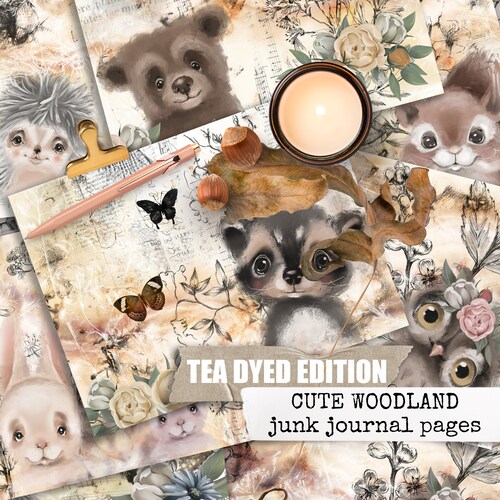 Junk Journal Background Pages Cute Woodland Woodland - Etsy