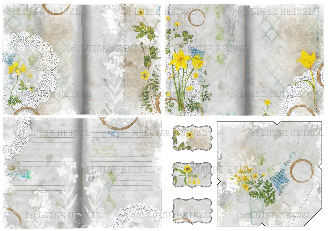 Botanical Field Notes Junk Journal Kit Digital Printable Junk | Etsy