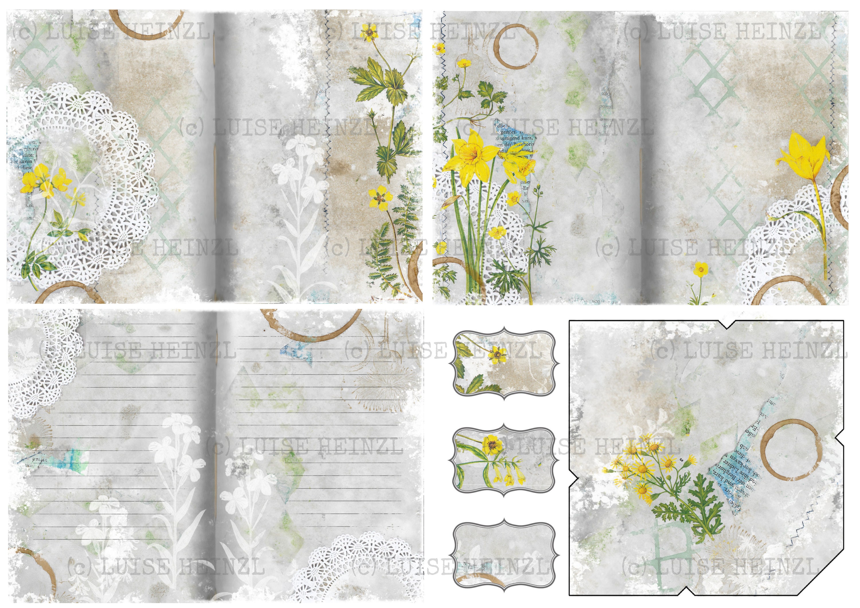 Botanical Field Notes Junk Journal Kit, Digital Printable Junk Journal ...