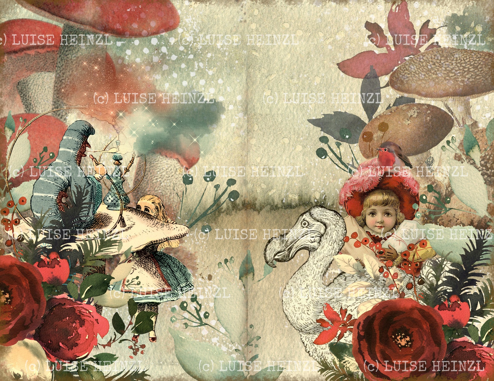 Alice in Wonderland Junk Journal Kit Christmas Edition, Digital ...