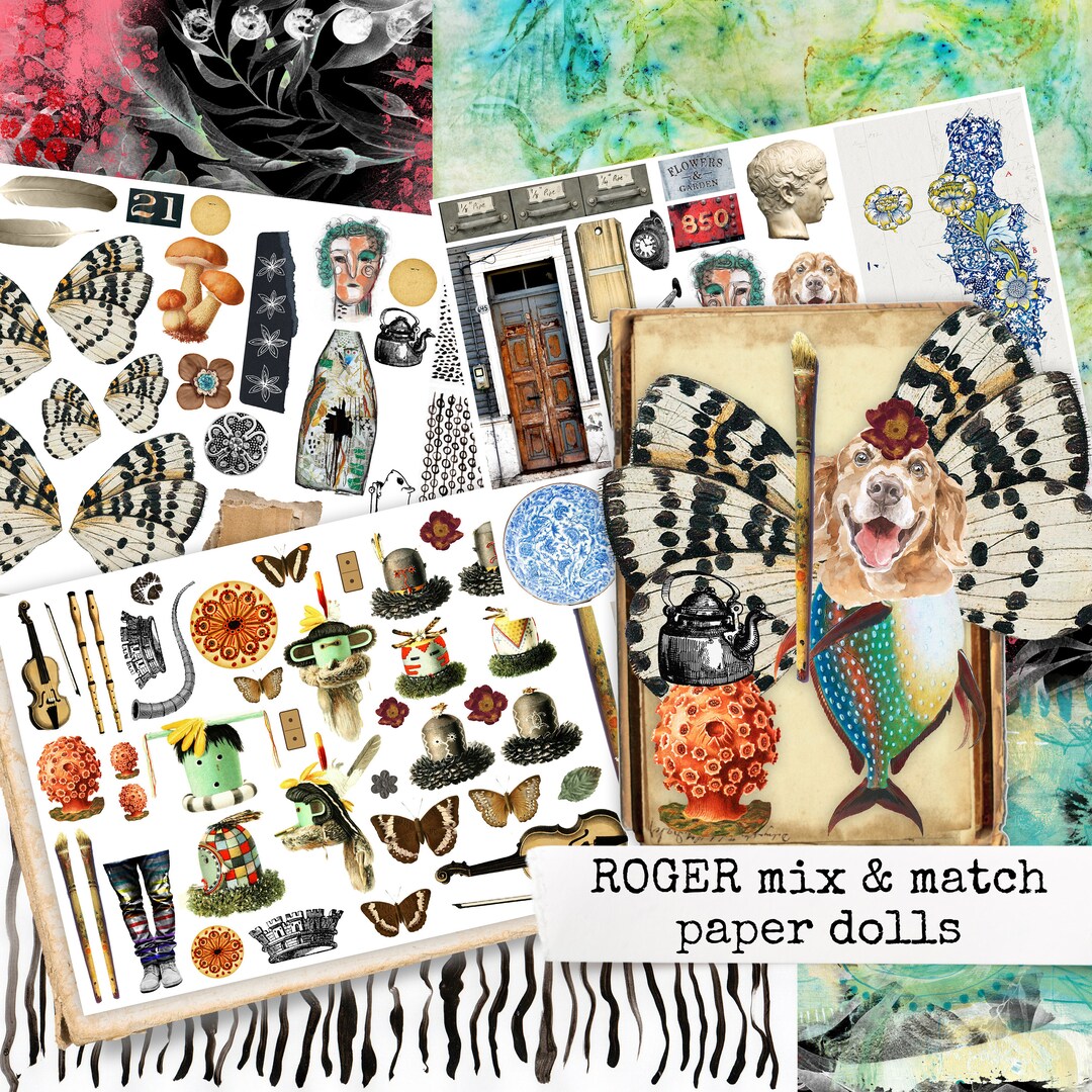 Paper Dolls ROGER Digital Printable Collage Sheets for Junk Journal ...