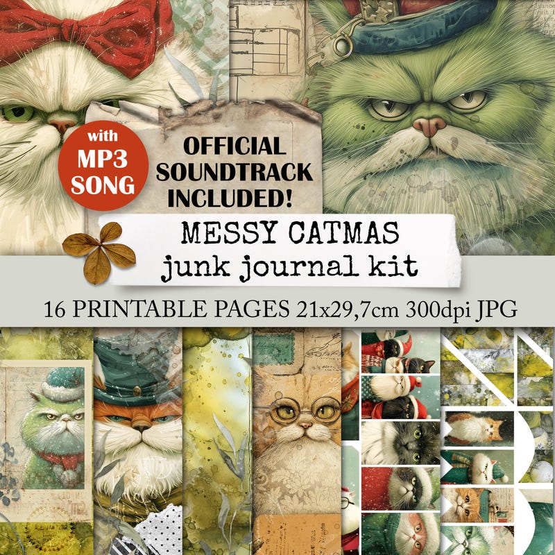Junk Journal Printable Cat - Etsy UK