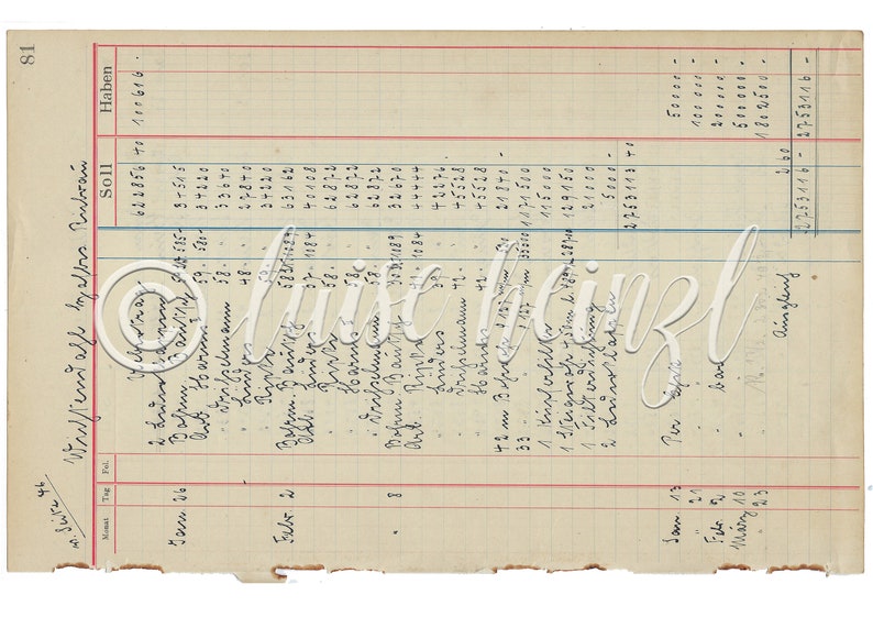 Vintage German Documents, Ledger Paper, Digital Printable Paper for ...