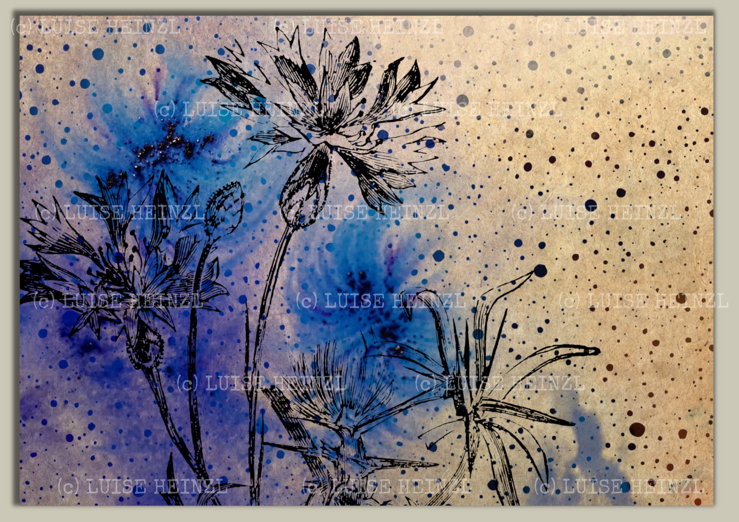 Digital Printable Junk Journal Paper Brusho Flowers, Instant Download ...