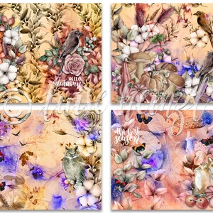 Mushrooms Fall Autumn Digital Printable Junk Journal Pages, Collage ...