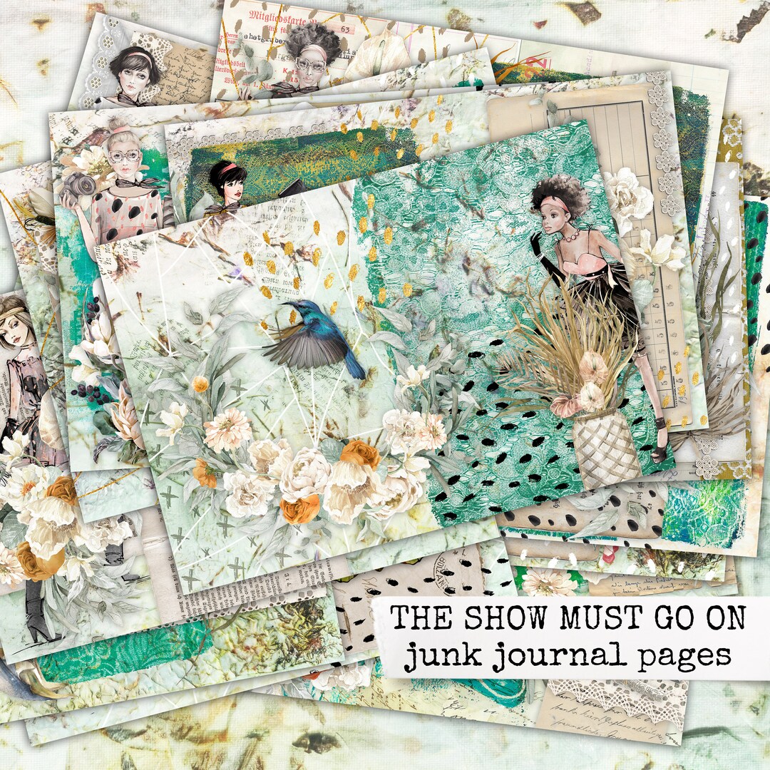 The Show Must Go on Junk Journal Pages, Collage Sheets for Handmade ...
