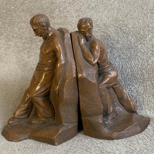 Pair of Vintage Bookends With Male Workers - Etsy