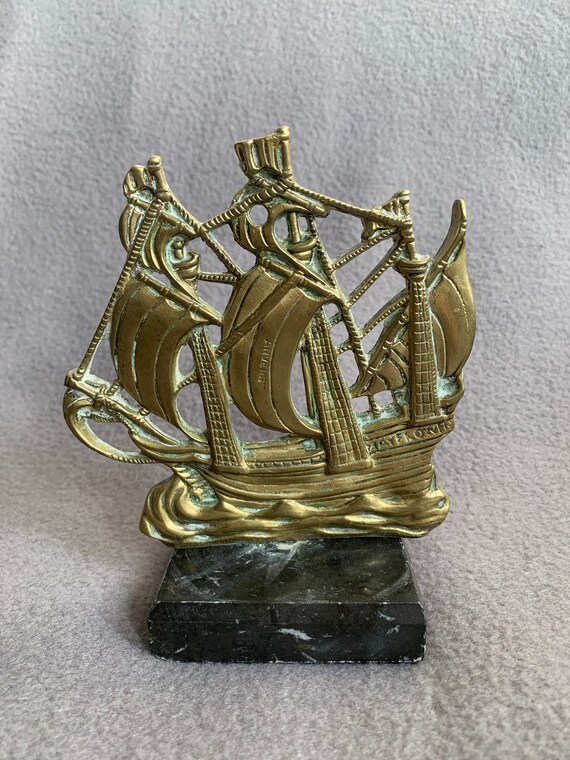 Mayflower Brass on Marble Paperweight | Etsy