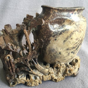 Chinese Soapstone Inkwell and Brush Washer, Rinse Pinceaux, Hand Carved ...