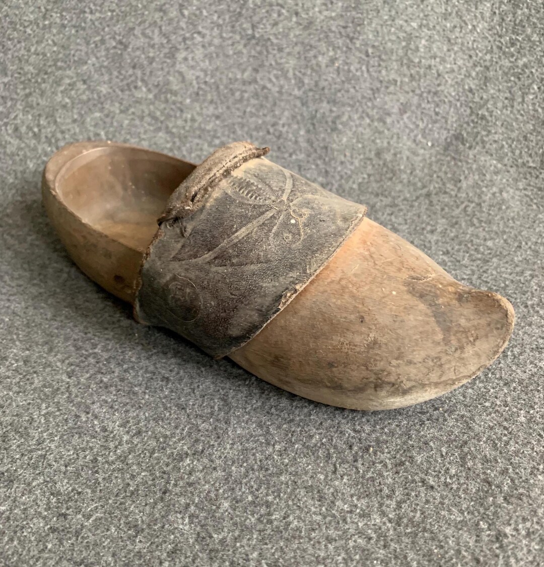 Vintage French Children's Wooden Shoe With Leather Band – Ideal for ...