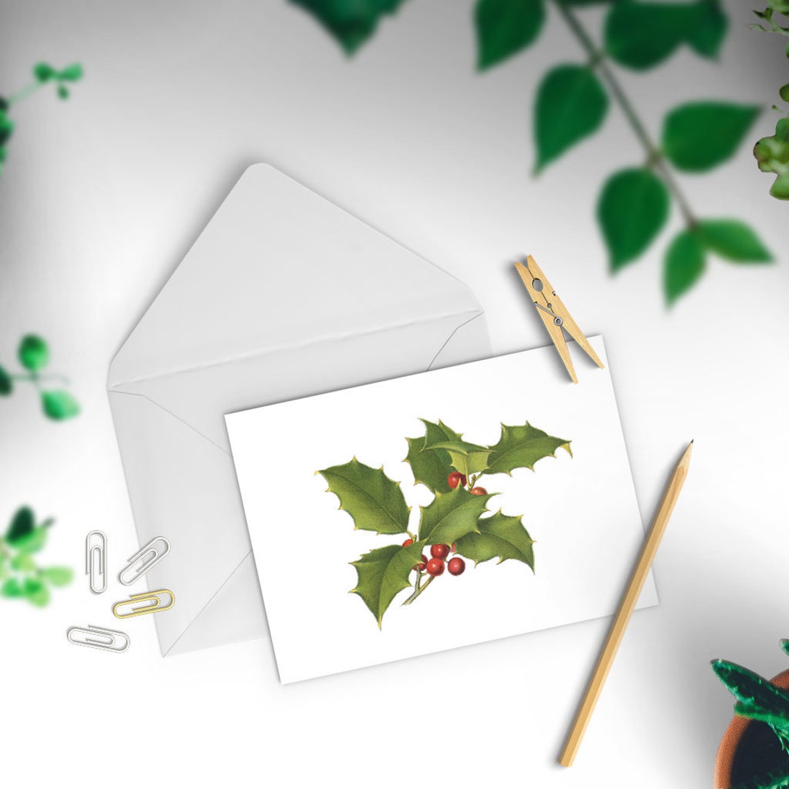 Vintage Christmas Holly Clipart Image, Christmas Graphic, Digital Print ...