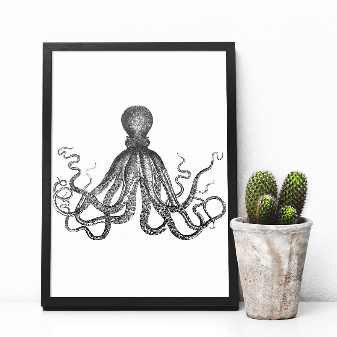Vintage Octopus Clipart Stock Image, Instant Download, Graphic, Collage ...