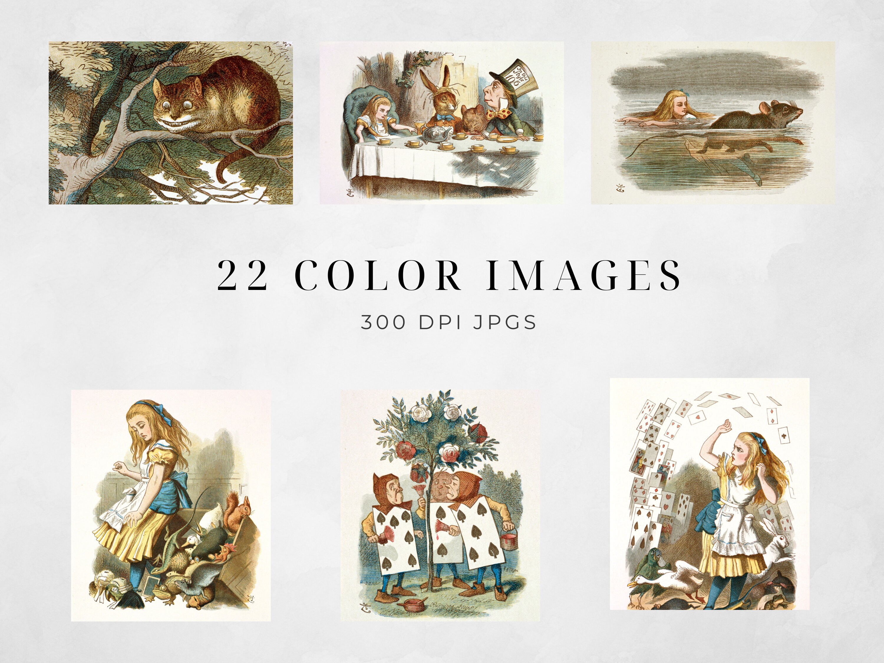 Alice in Wonderland Vintage Clipart, Instant Download Mad Hatter Queen ...