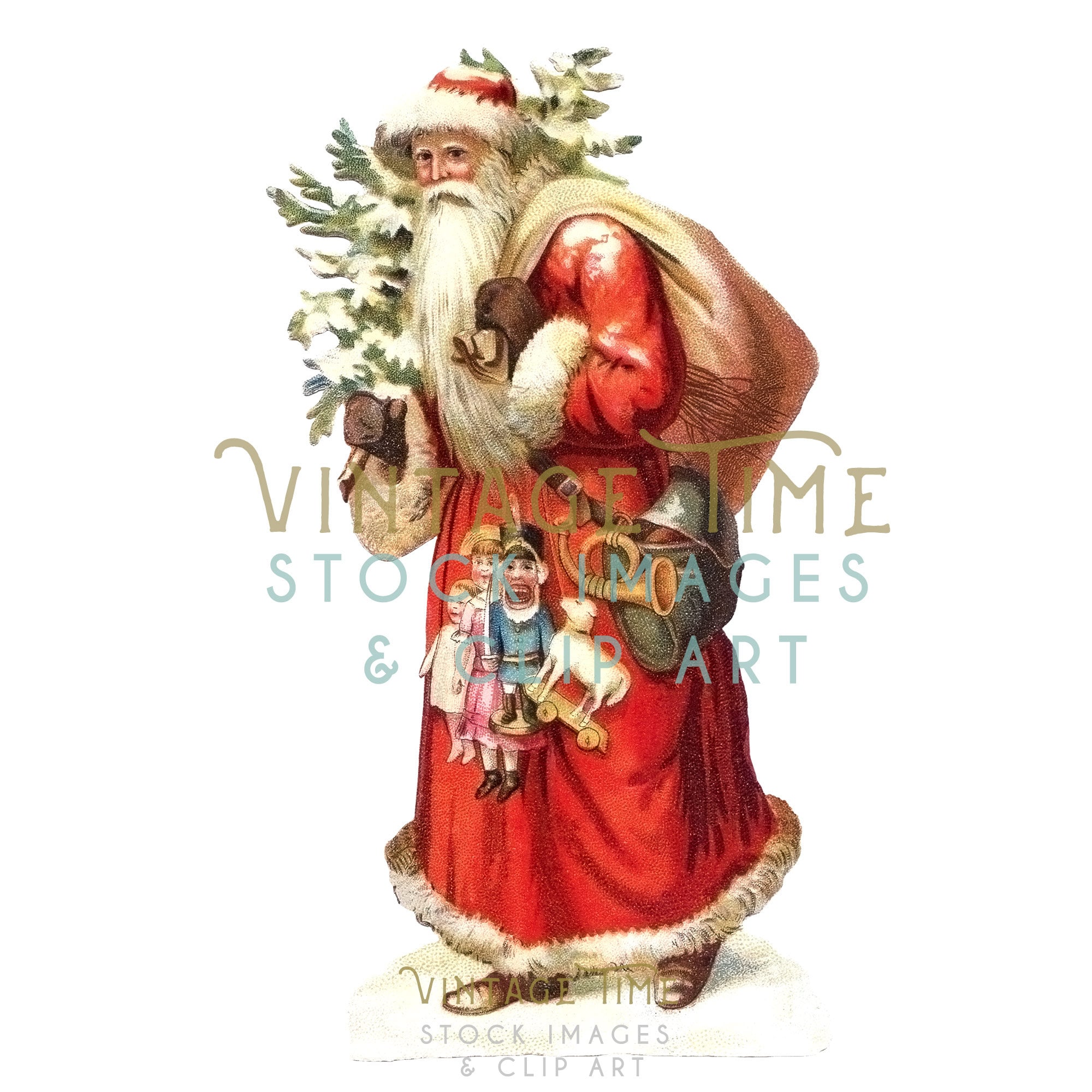 Vintage Santa Claus Clipart Image, Christmas Graphic, Digital Download ...