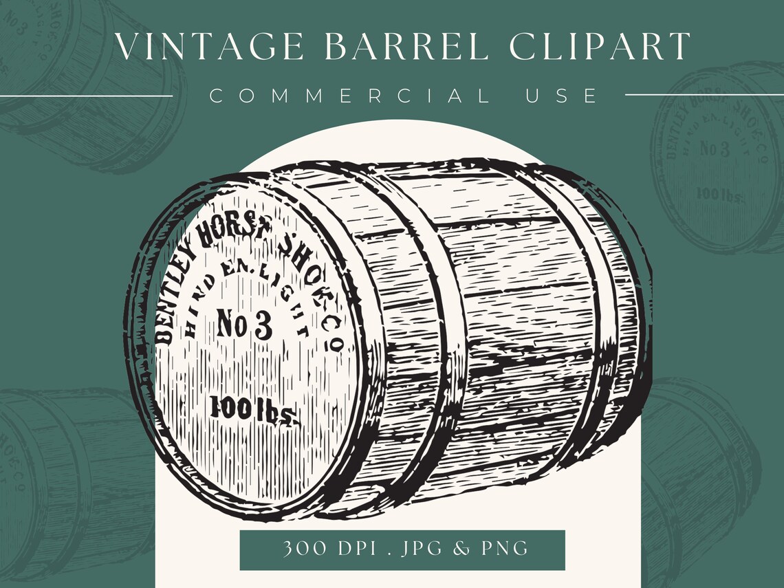 Vintage Barrel Clipart Image, Instant Download, Barrel Print, Barrel ...