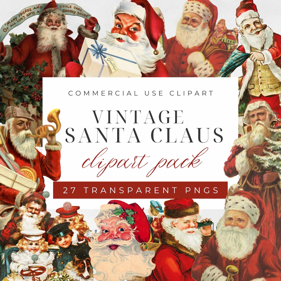 Christmas Vintage Clipart | Santa Digital Image | Jpeg Png | Clip Art ...