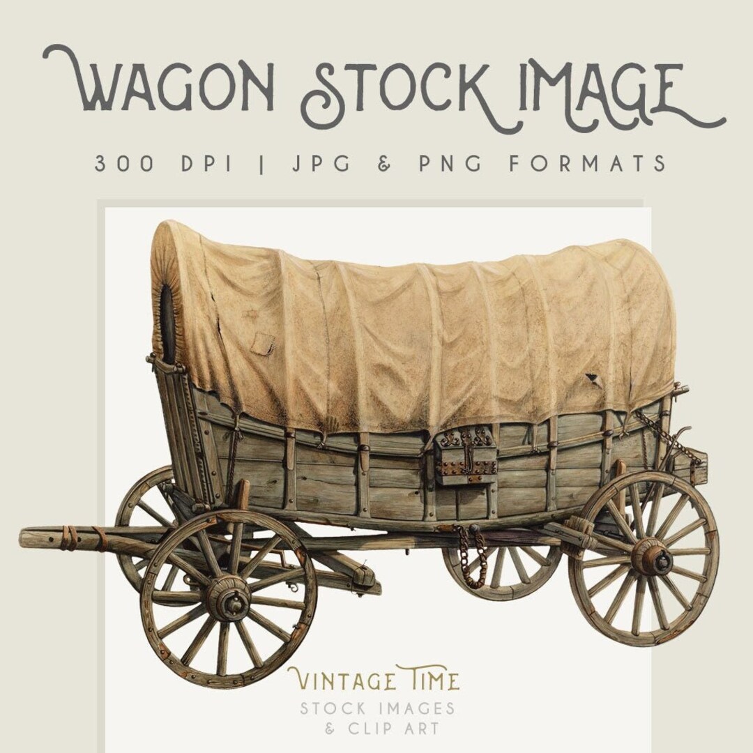 Vintage Wagon Clipart Image, Wooden Cart Image, Digital Clipart ...