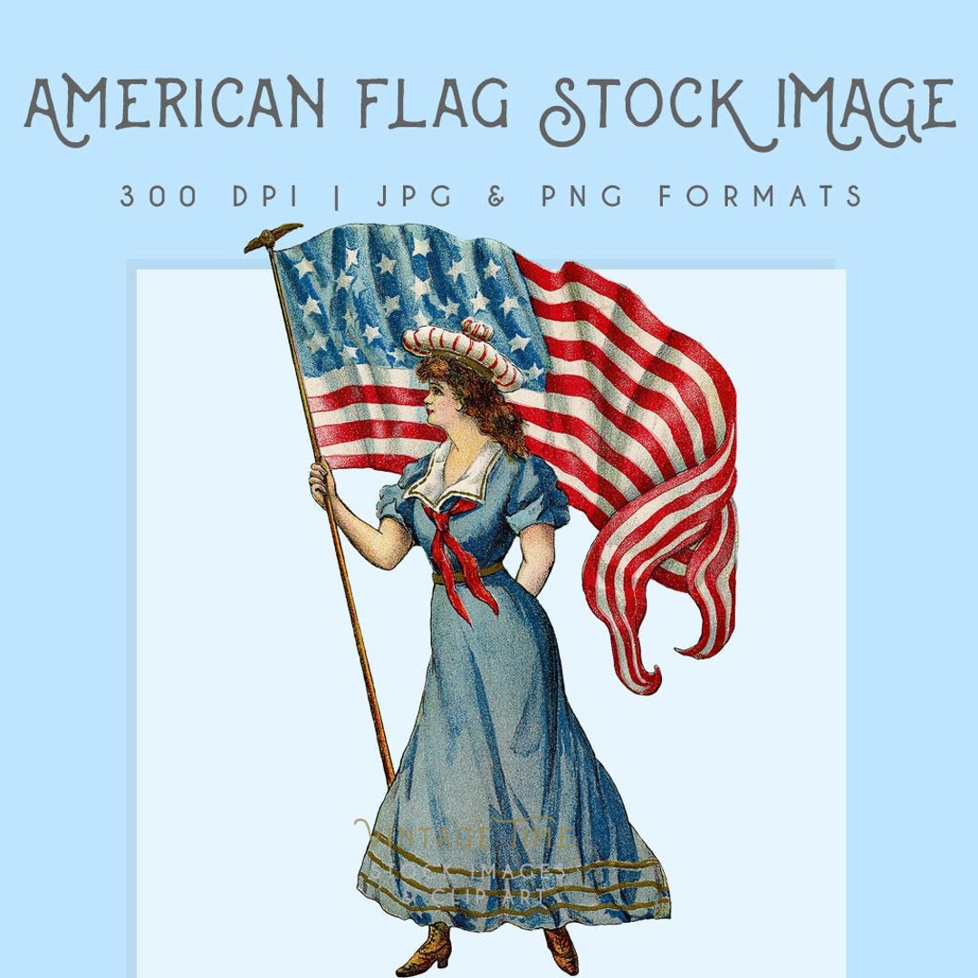 American Flag Fourth of July Clipart Image High Resolution Vintage Wall ...