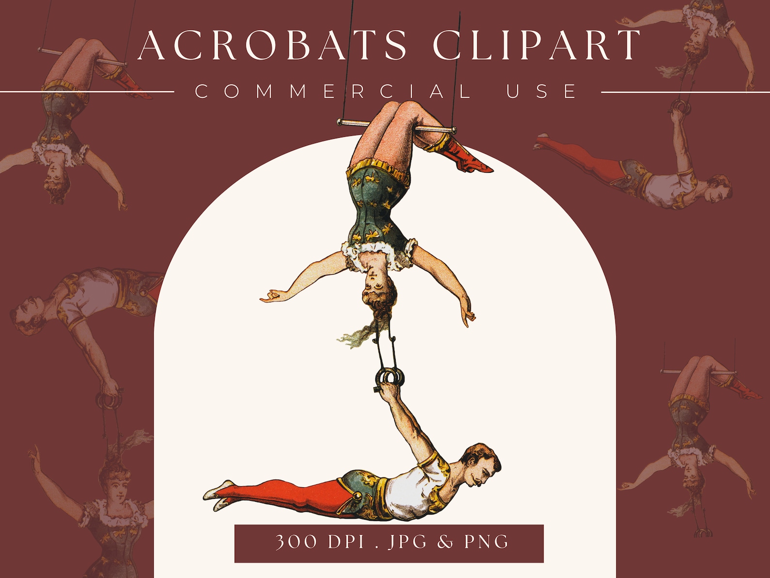 Vintage Acrobats Circus Illustration Clip Art Image 300dpi Printable ...