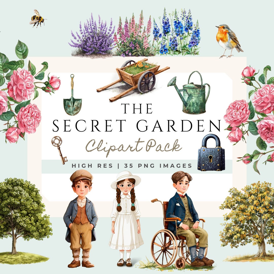 The Secret Garden Clipart | Floral Clip Art | Junk Journal | Watercolor ...