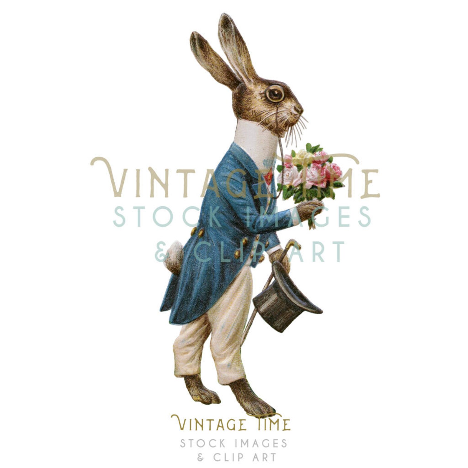 Vintage Rabbit Clip Art Stock Image Wall Art Printable Illustration ...