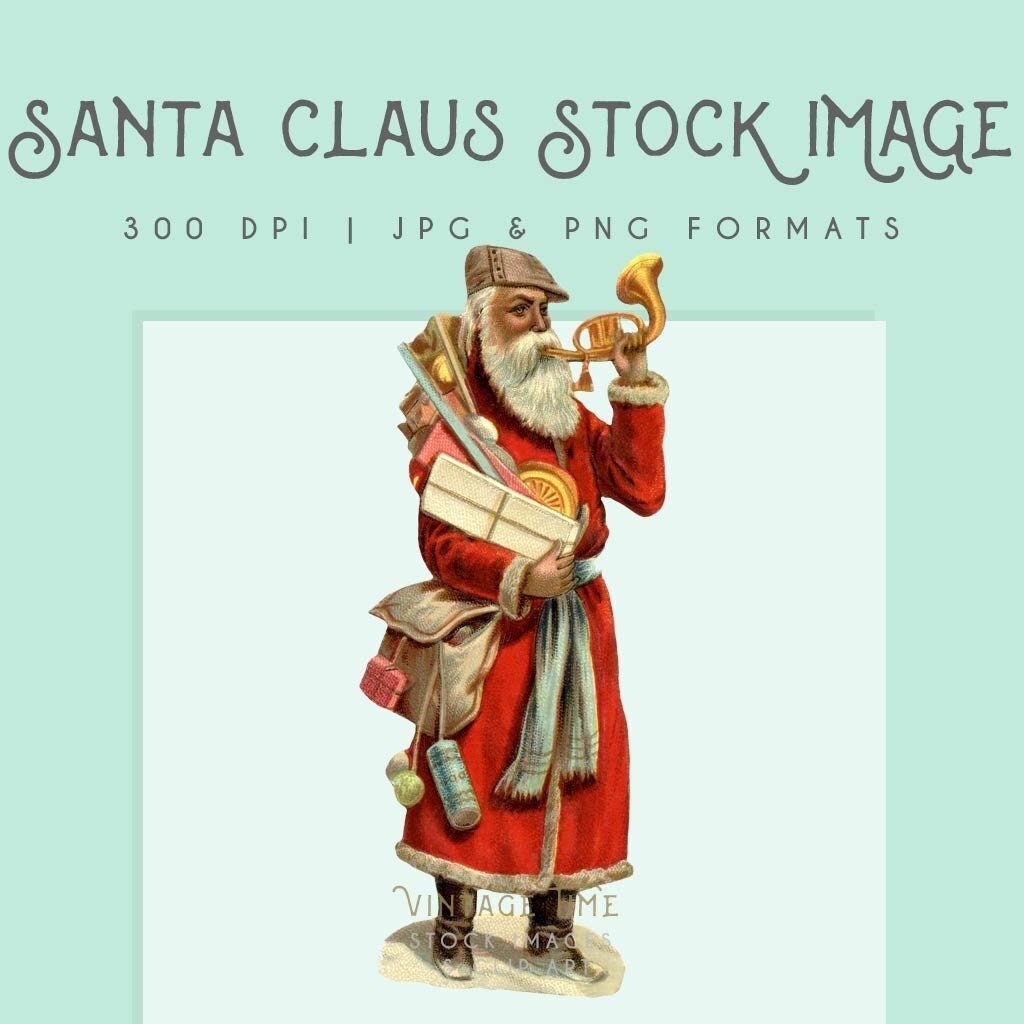 Santa Claus Vintage Clipart Image, Christmas Graphic, Digital Download ...