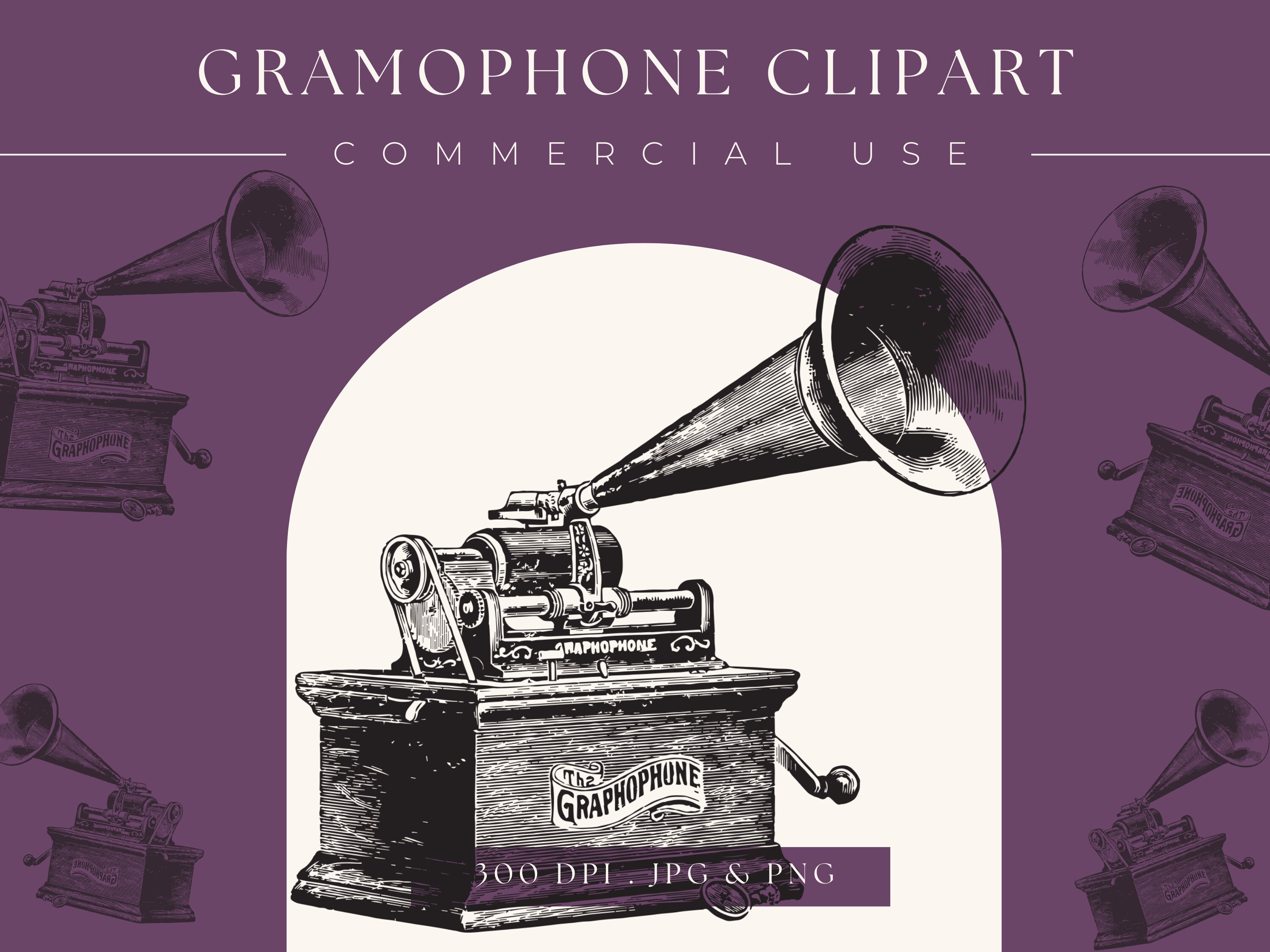 Gramophone Clipart Image, Instant Download, Digital Clip Art, Home ...