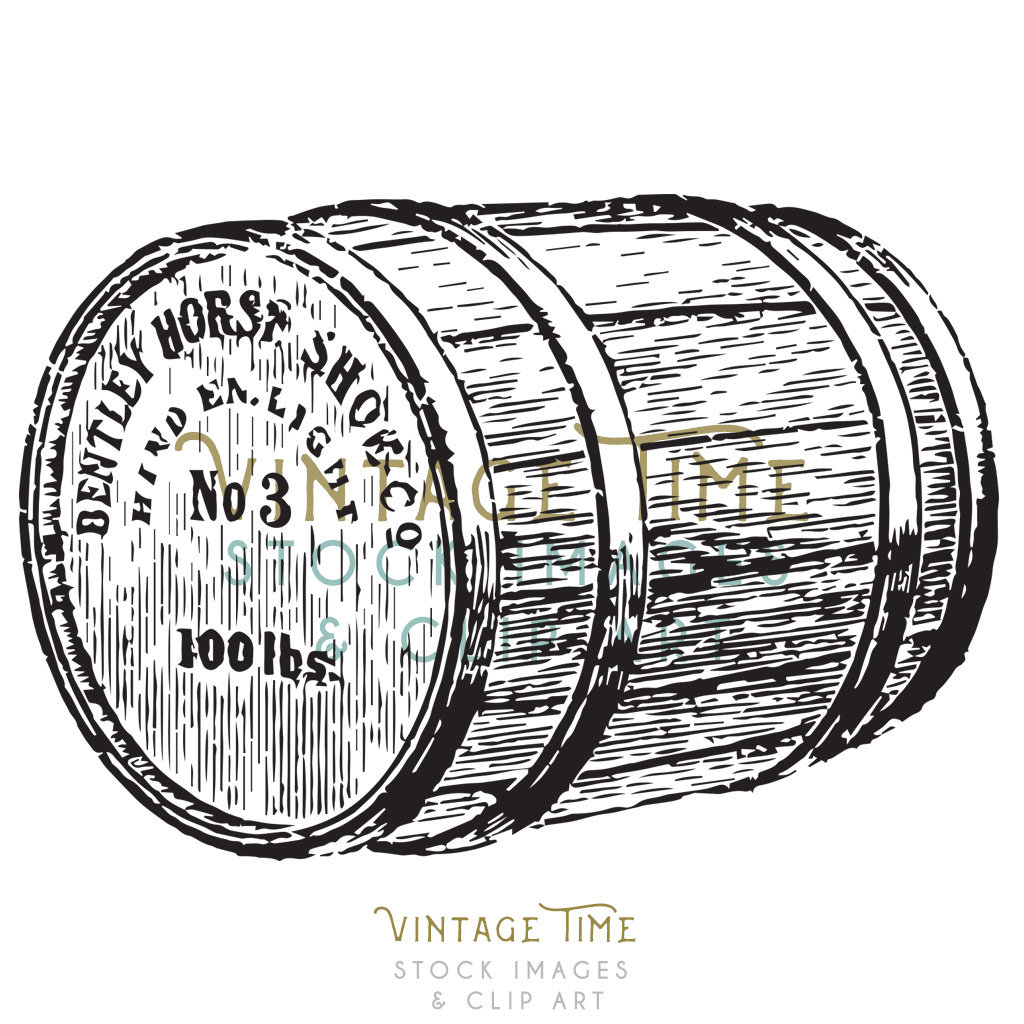 Vintage Barrel Clipart Image, Instant Download, Barrel Print, Barrel ...