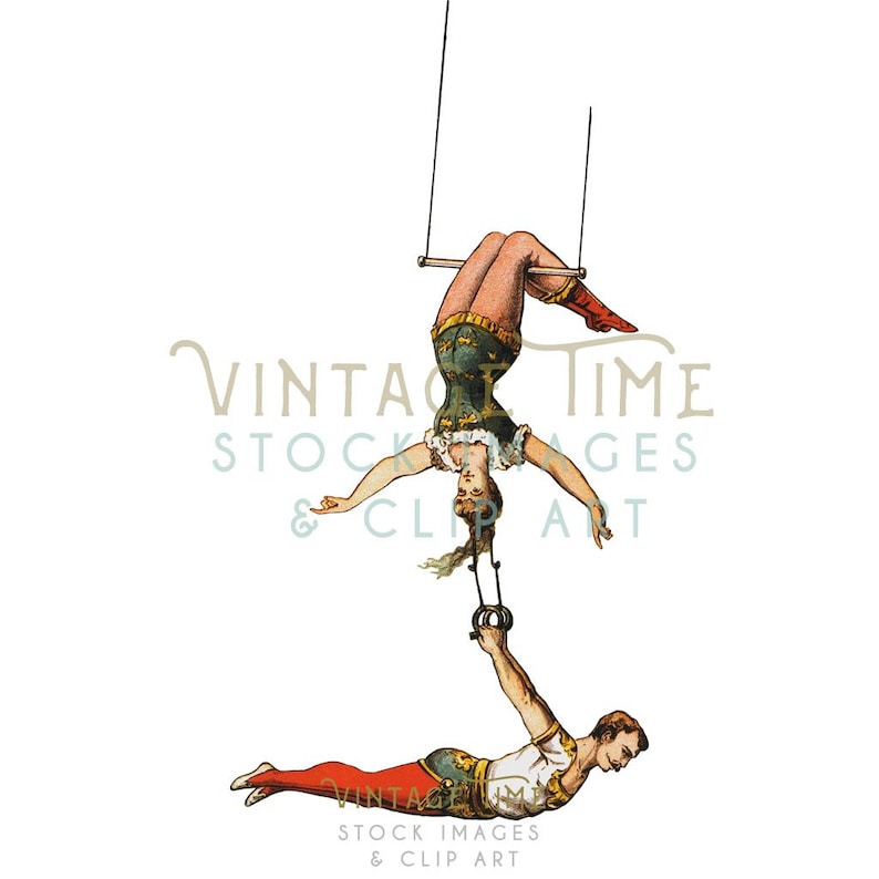 Vintage Acrobats Circus Illustration Clip Art Image 300dpi Printable ...