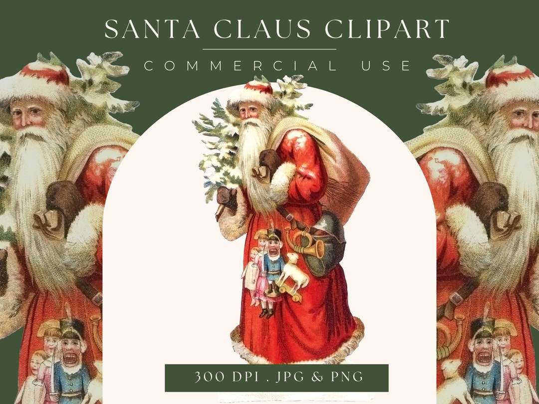 Vintage Santa Claus Clipart Image, Christmas Graphic, Digital Download ...