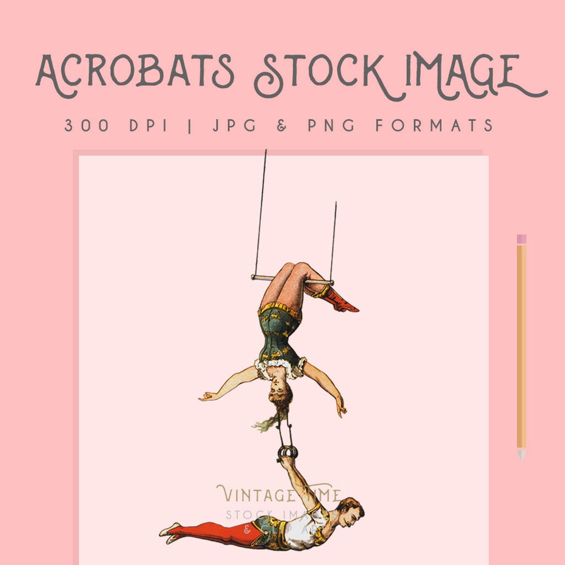 Vintage Acrobats Circus Illustration Clip Art Image 300dpi - Etsy