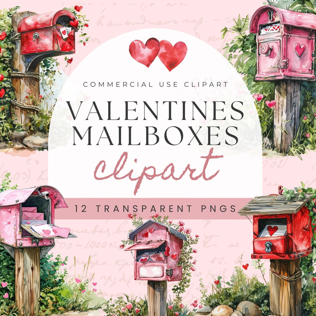 Valentine Png | Mail Clipart | Watercolor Valentines Day Clipart Bundle ...