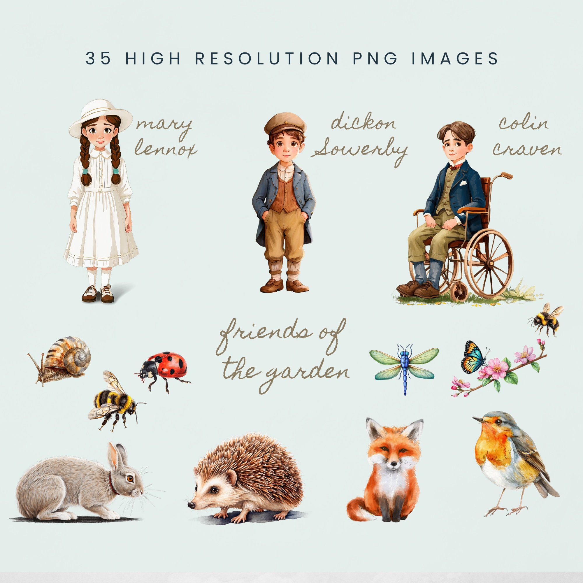 The Secret Garden Clipart | Floral Clip Art | Junk Journal | Watercolor ...