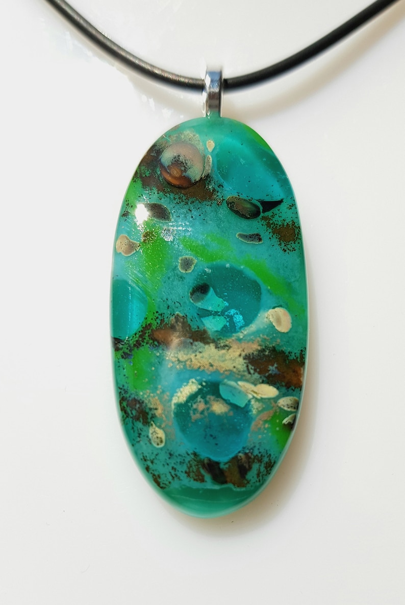Reactive Fused Glass Pendant, BOHO, OOAK, Necklaces for Women, Wearable ...