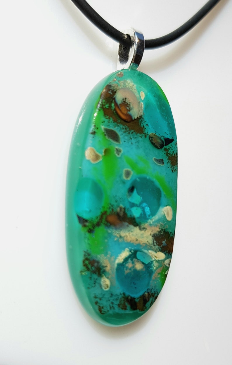 Reactive Fused Glass Pendant, BOHO, OOAK, Necklaces for Women, Wearable ...