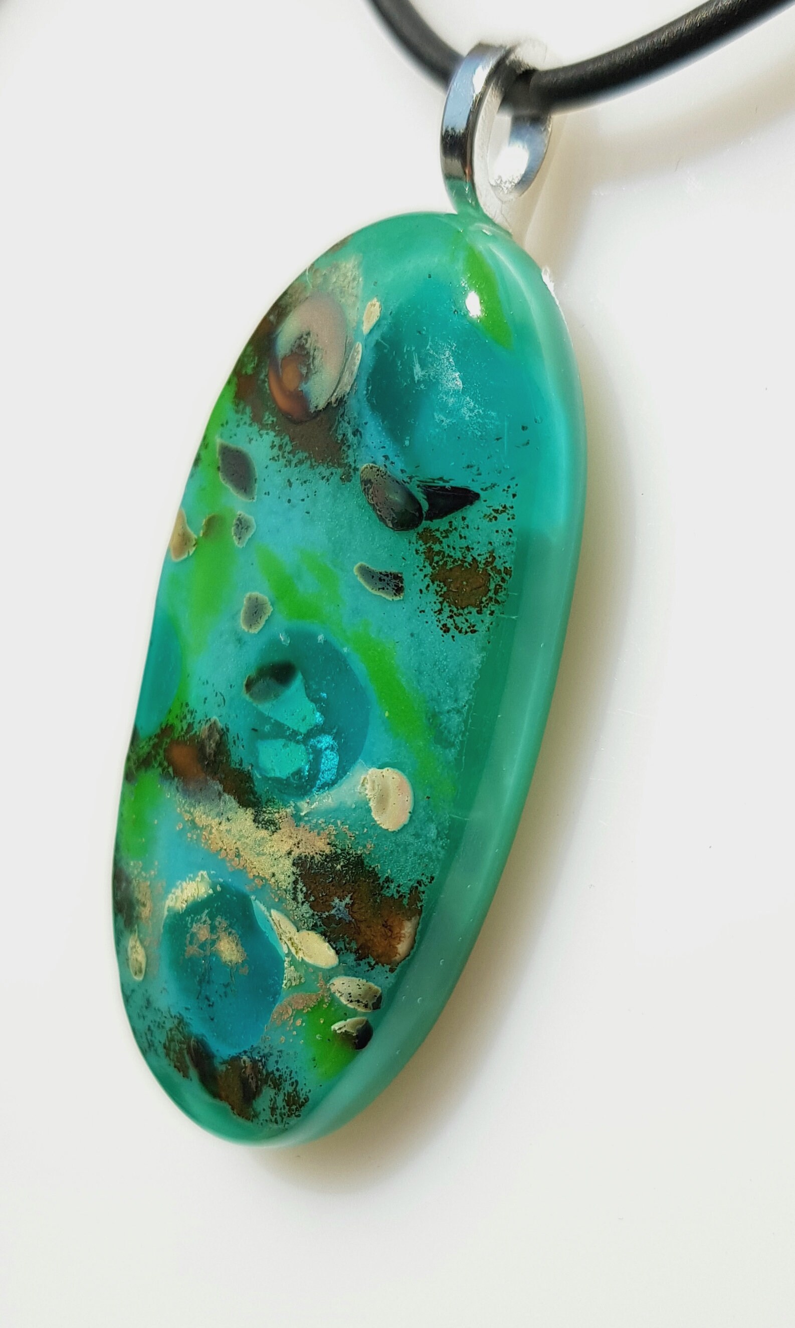 Reactive Fused Glass Pendant, BOHO, OOAK, Necklaces for Women, Wearable ...