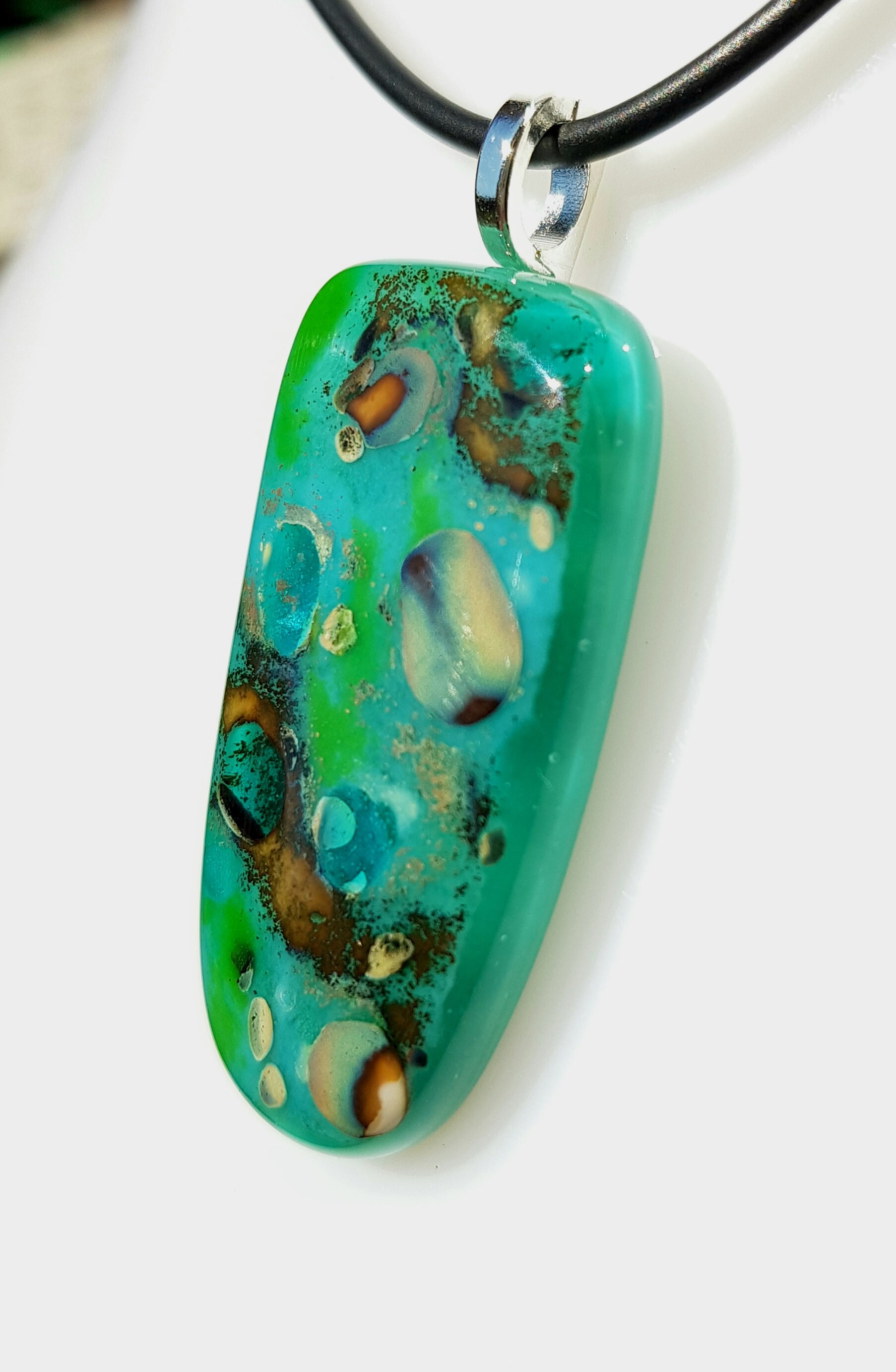 Reactive Fused Glass Pendant, BOHO, OOAK, Fused Glass Necklace, Unique ...