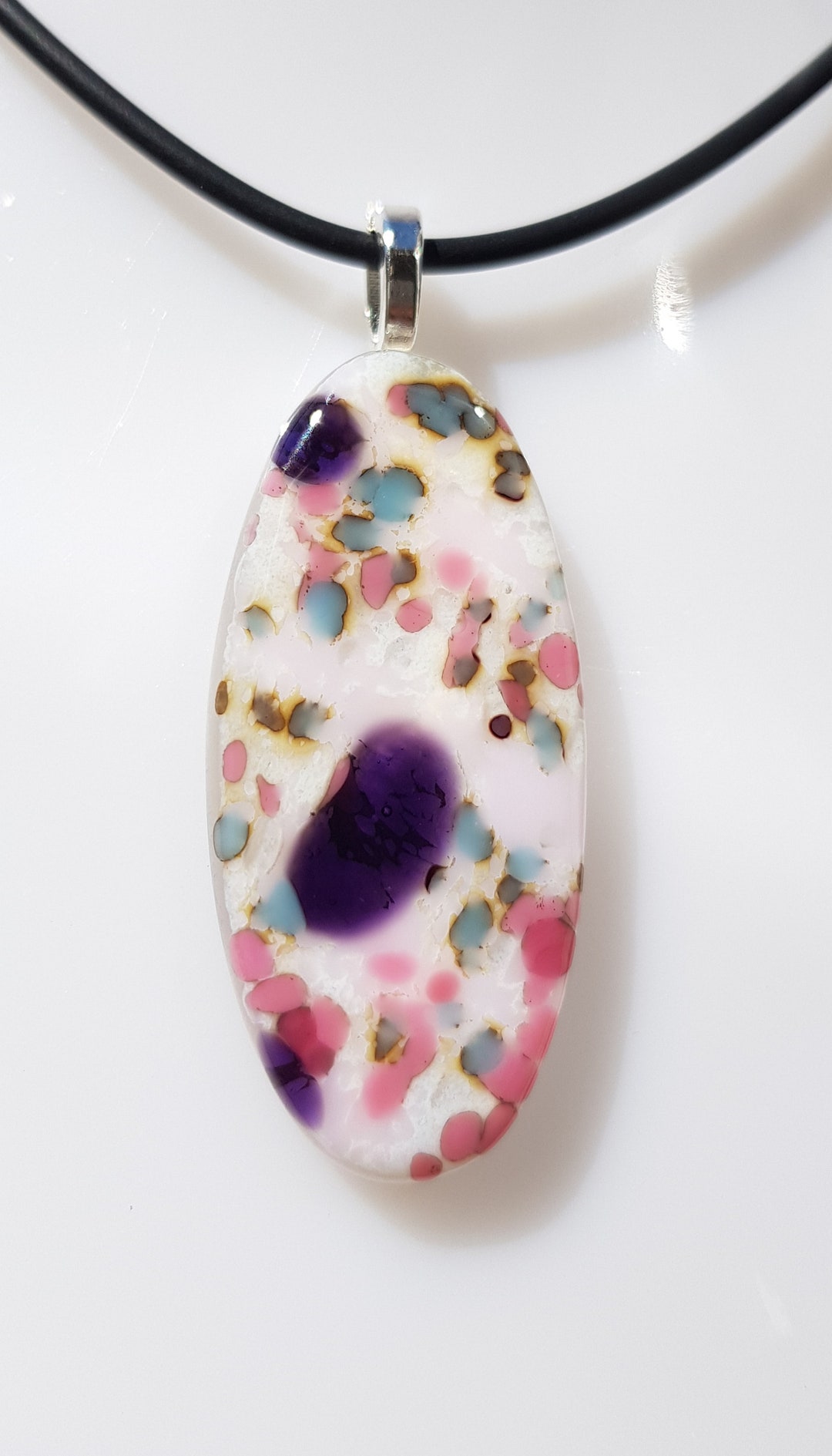 Reactive Fused Glass Pendant, Unique Jewellery, Fused Glass Necklace ...