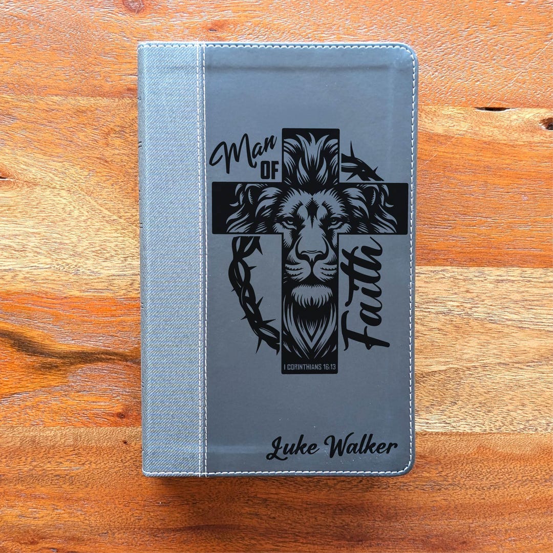 Personalized NIV Bible | Man of Faith | Custom Engraved Name | Large ...