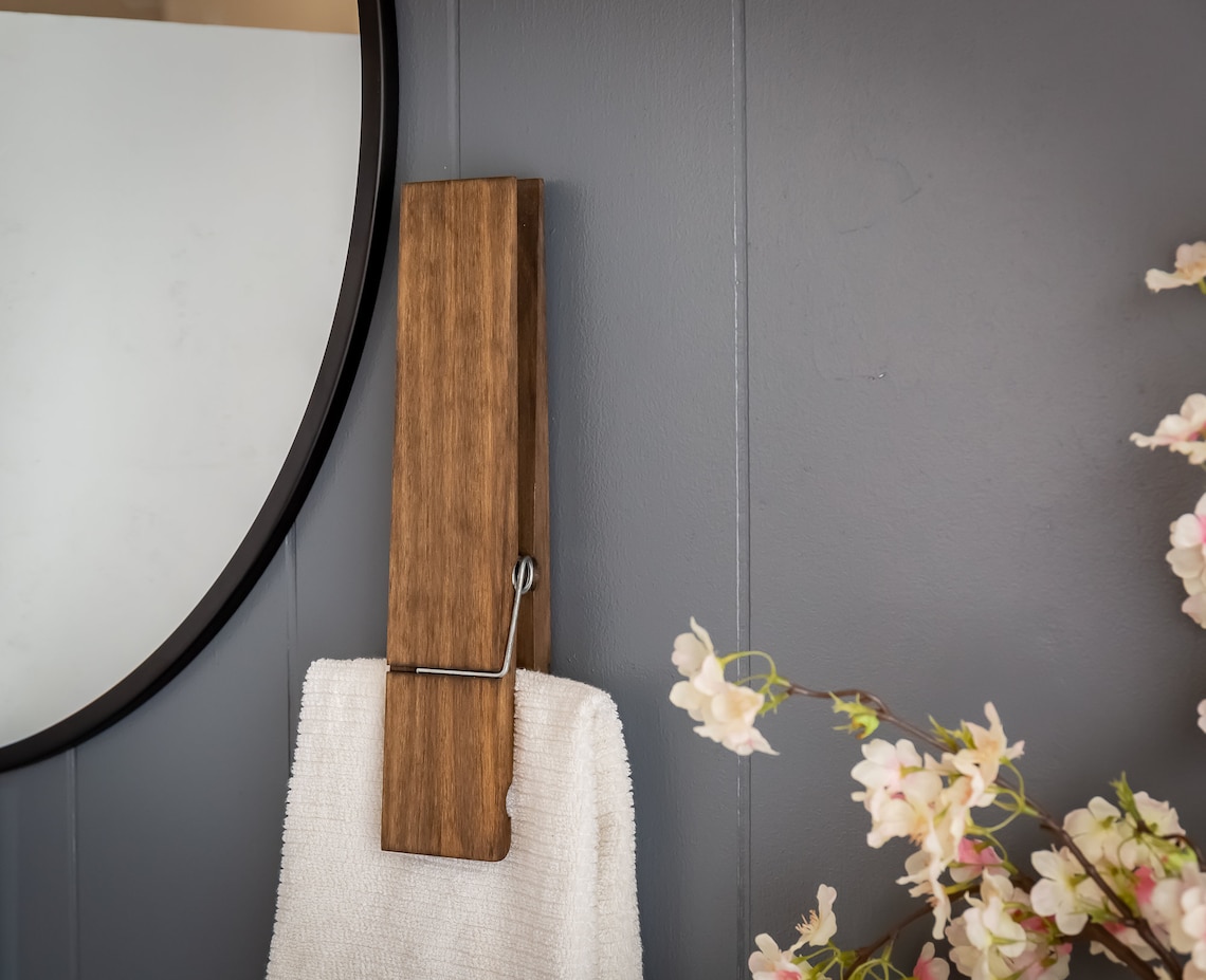 Jumbo Clothespin Bathroom Towel Holder 6 and 9 - Etsy