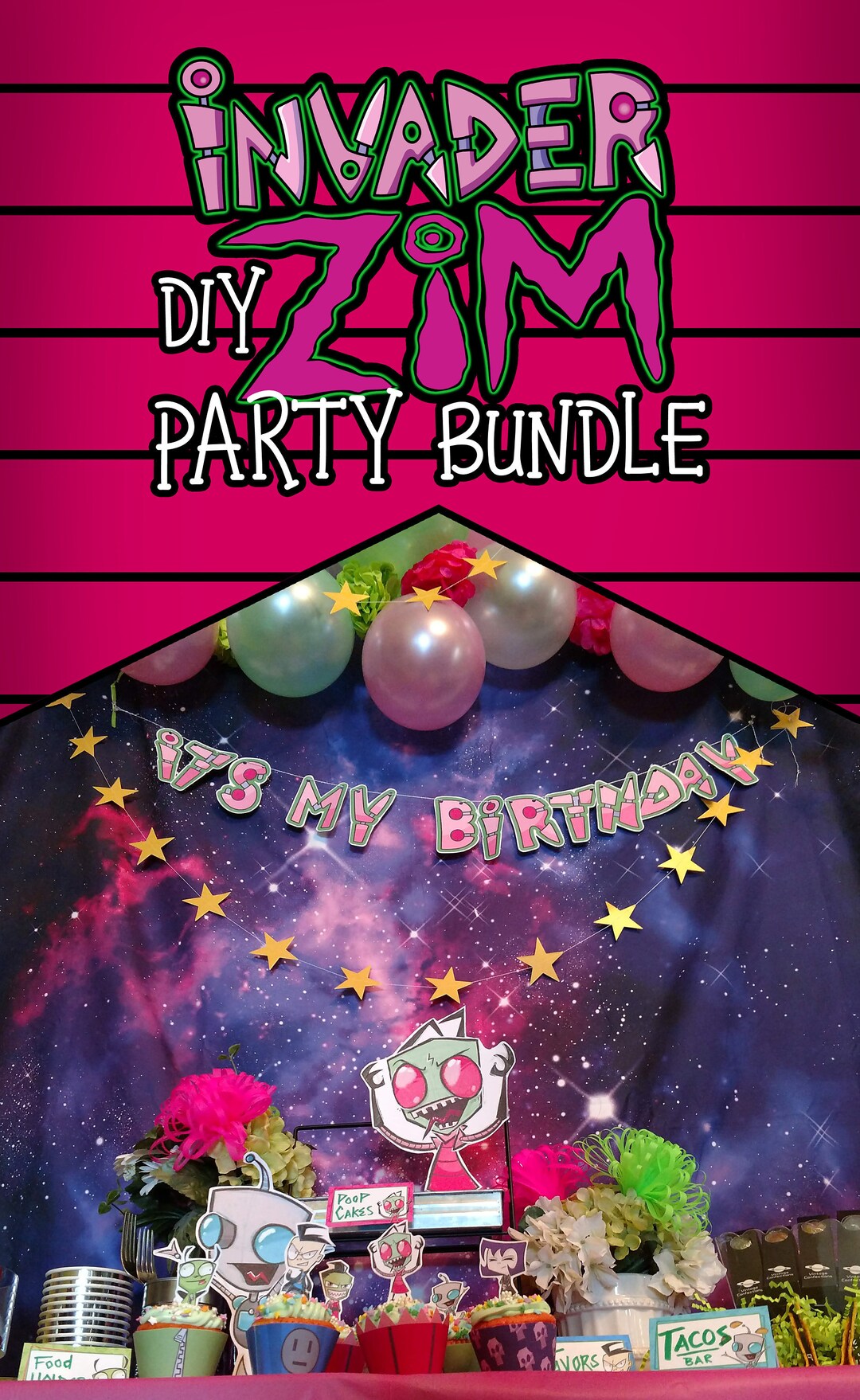 Invader Zim Printable Party Birthday, Gender Reveal, Baby Shower - Etsy