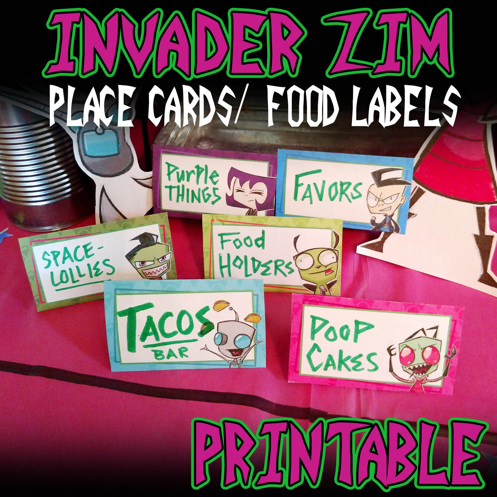 Invader Zim Printable Party Birthday, Gender Reveal, Baby Shower - Etsy