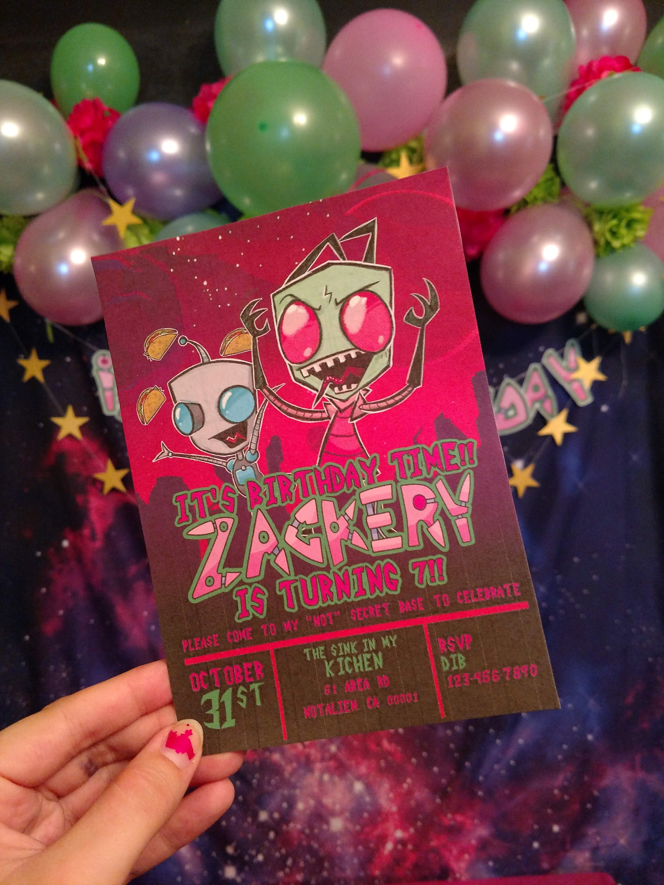 Invader Zim Invitation Baby Shower Birthday Party Gender Reveal - Etsy